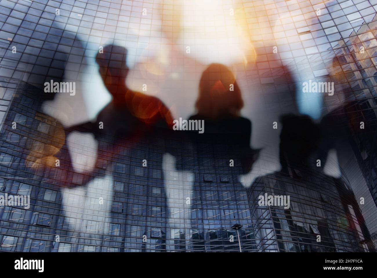 Silhouette of businessmen that work together in office as teamwork ...