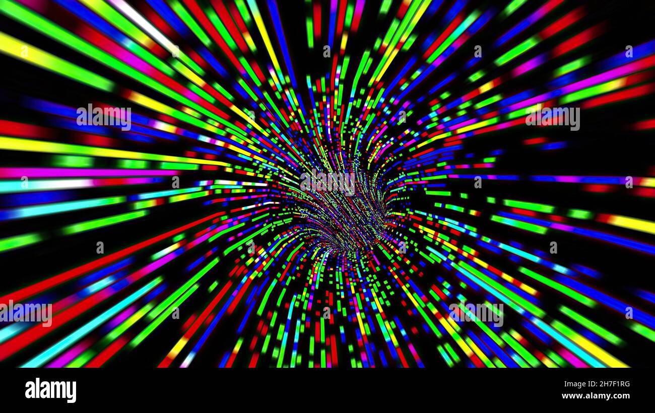 Driving through the Colorful light rays tunnel Stock Photo - Alamy