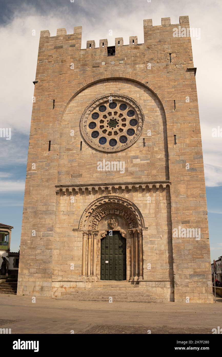 Vertical shot of the church of San Juan of Portomarin, Spain Stock ...