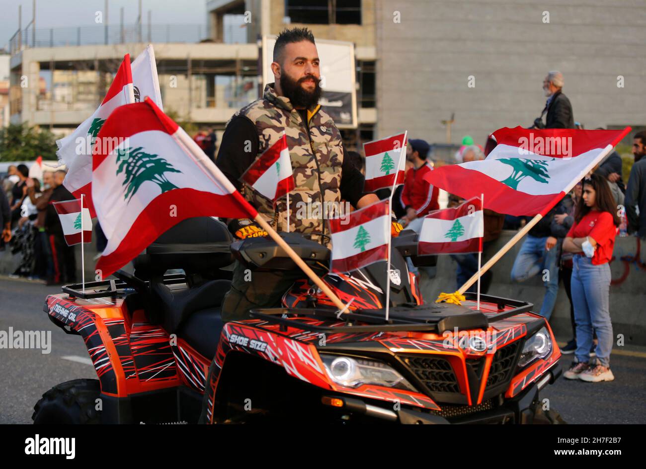 Beirut, Lebanon. 22nd Nov, 2021. A man participates in a parade to mark ...