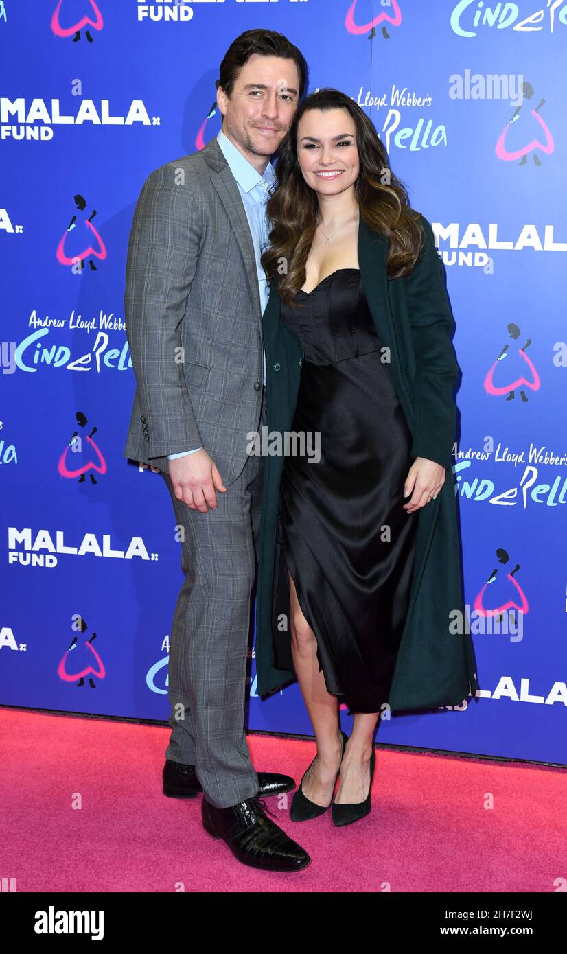 November 22nd, 2021, London, UK. Alex Stoll and Samantha Barks arriving ...