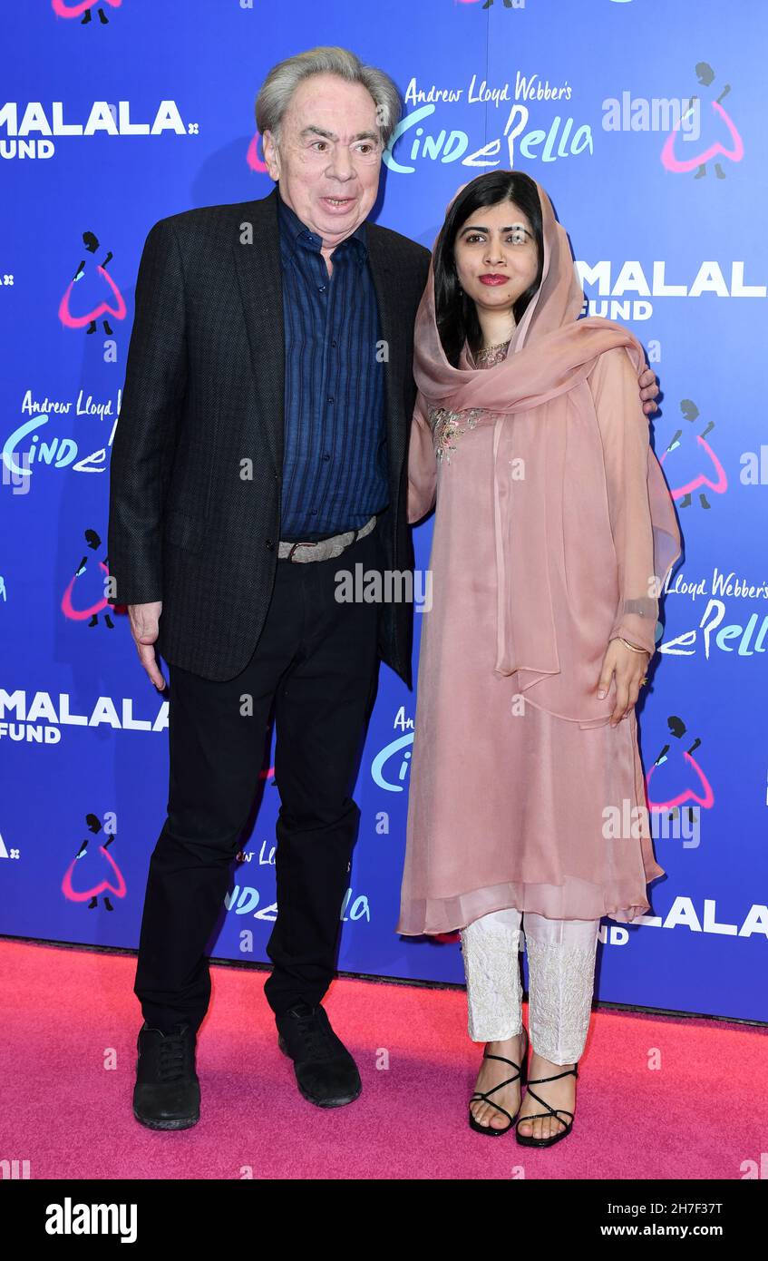 November 22nd, 2021, London, UK. Malala Yousafzai and Andrew Lloyd ...