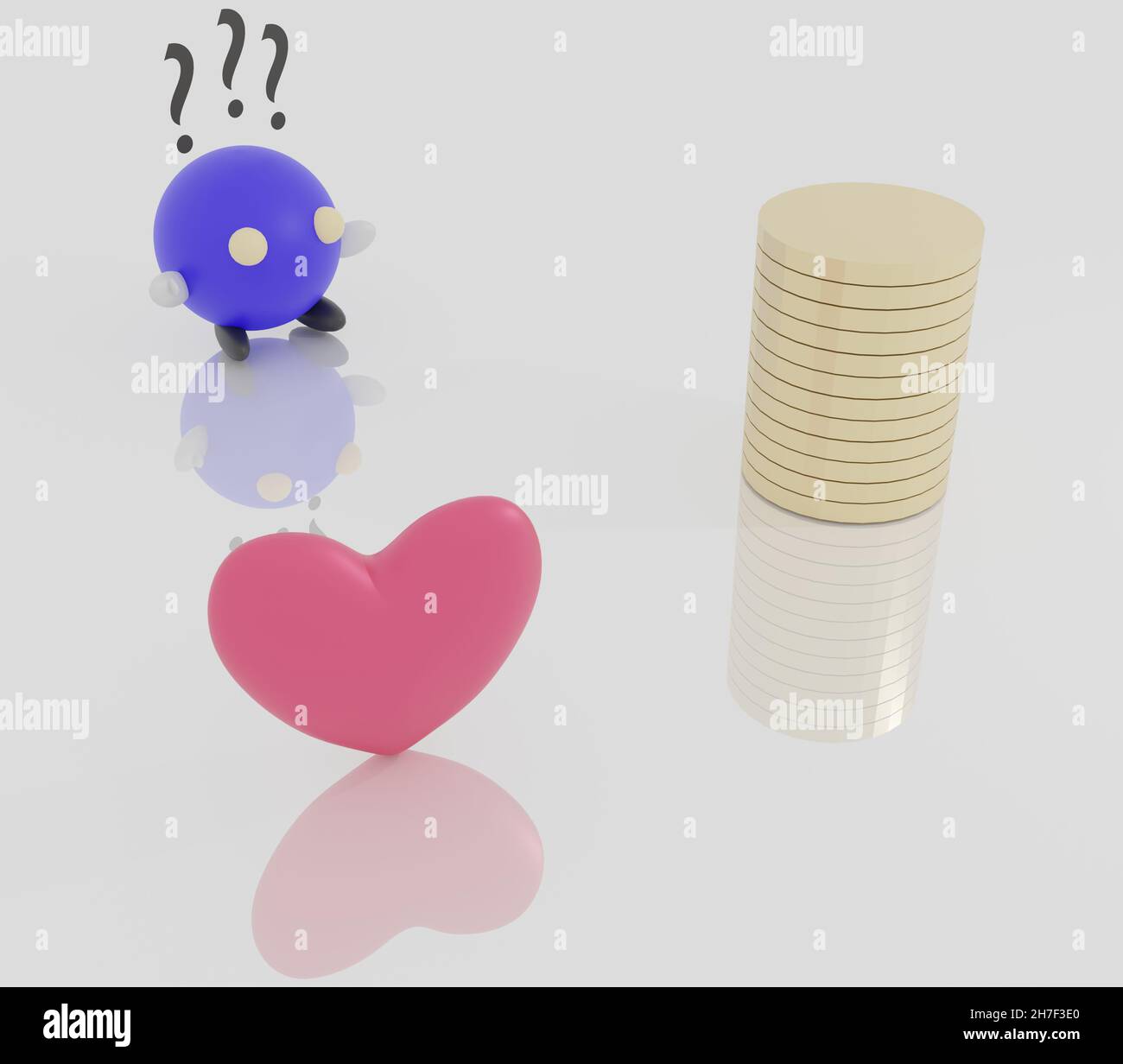 Love vs Money (3d render of someone choosing between love and money ...