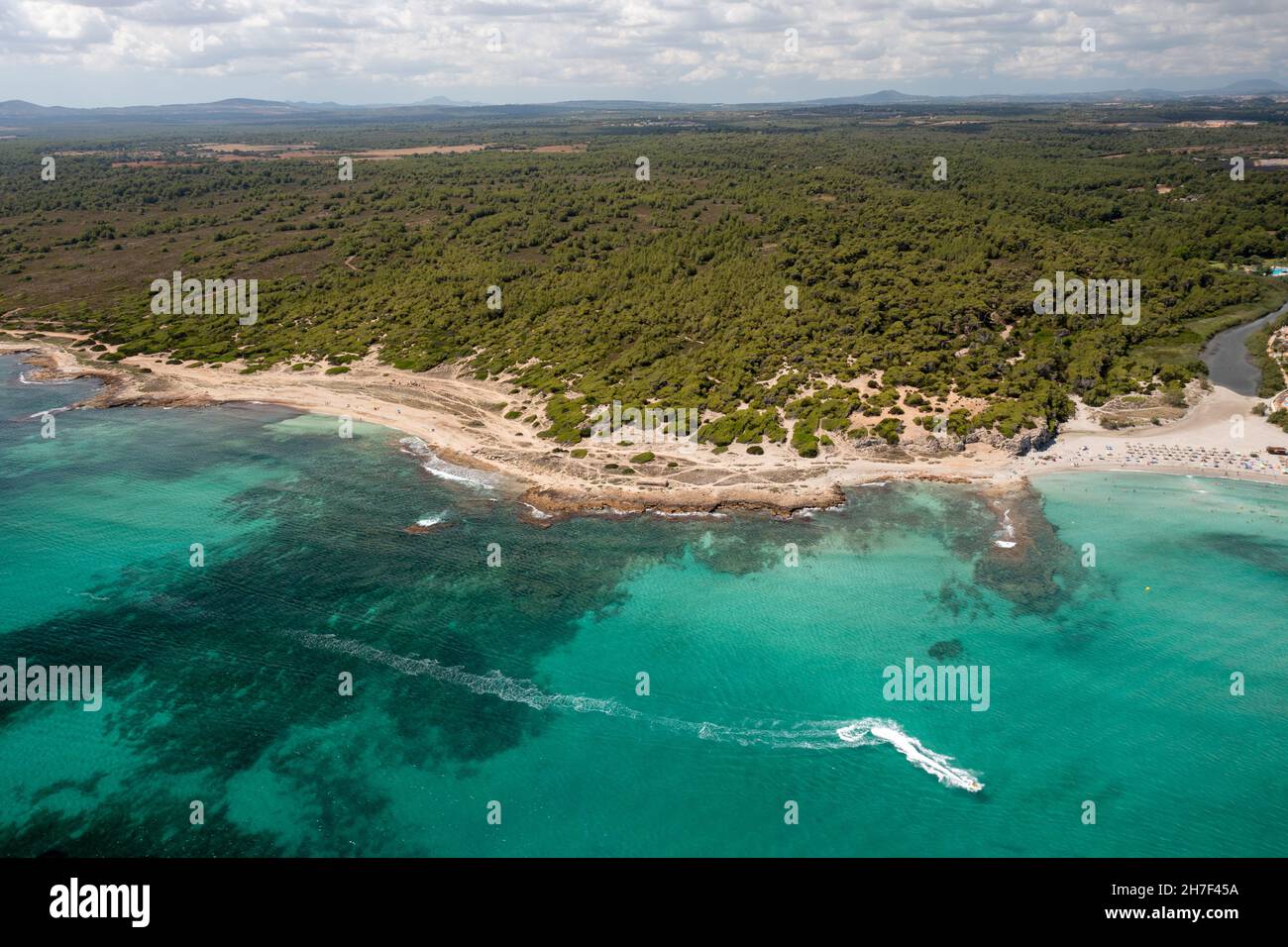 Aerial drone photo taken on the beautiful island of Majorca in Spain ...
