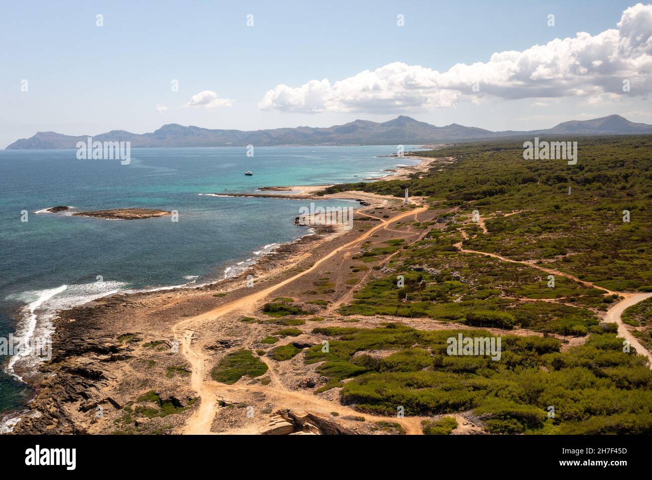 Aerial drone photo taken on the beautiful island of Majorca in Spain ...
