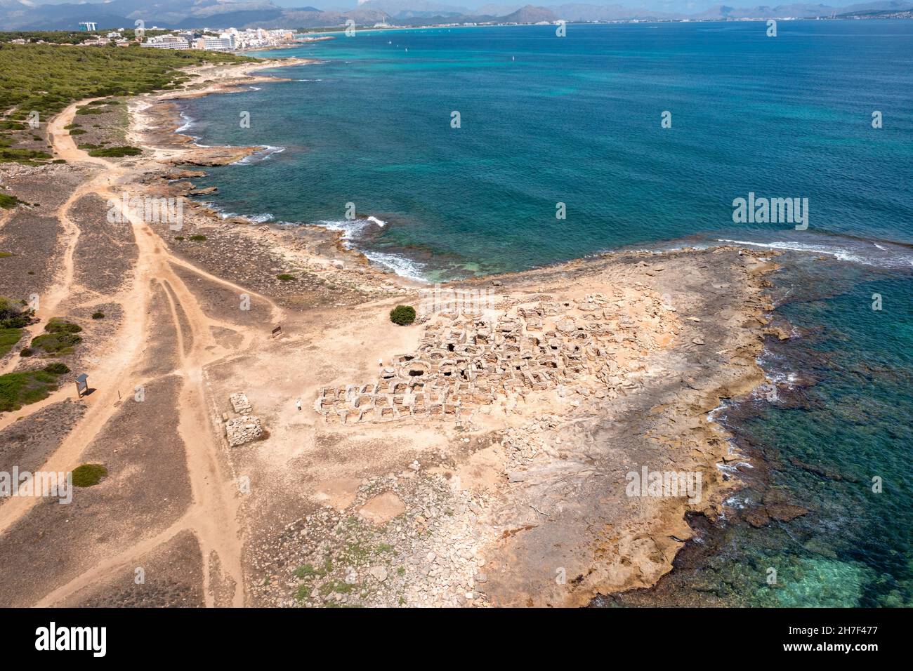 Aerial drone photo of the Spanish island of Majorca Mallorca, Spain ...