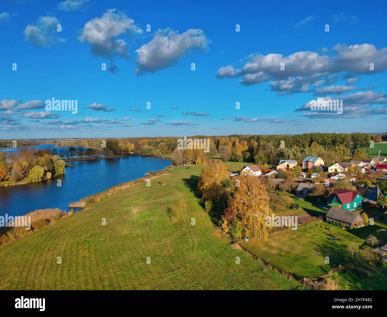 Aerial view of the lakes and parks in the Minsk region, Belarus Stock ...