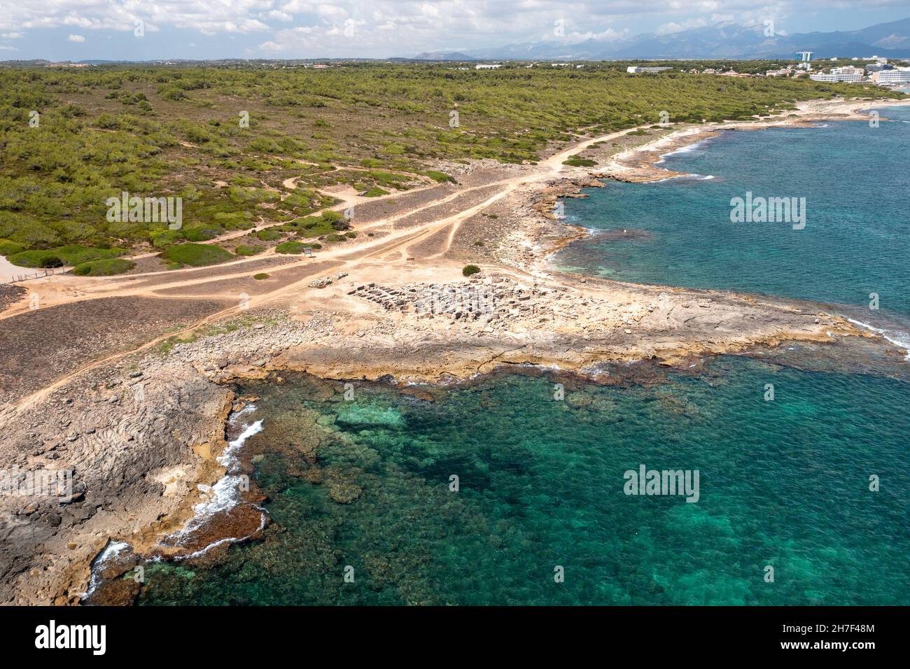 Aerial drone photo of the Spanish island of Majorca Mallorca, Spain ...