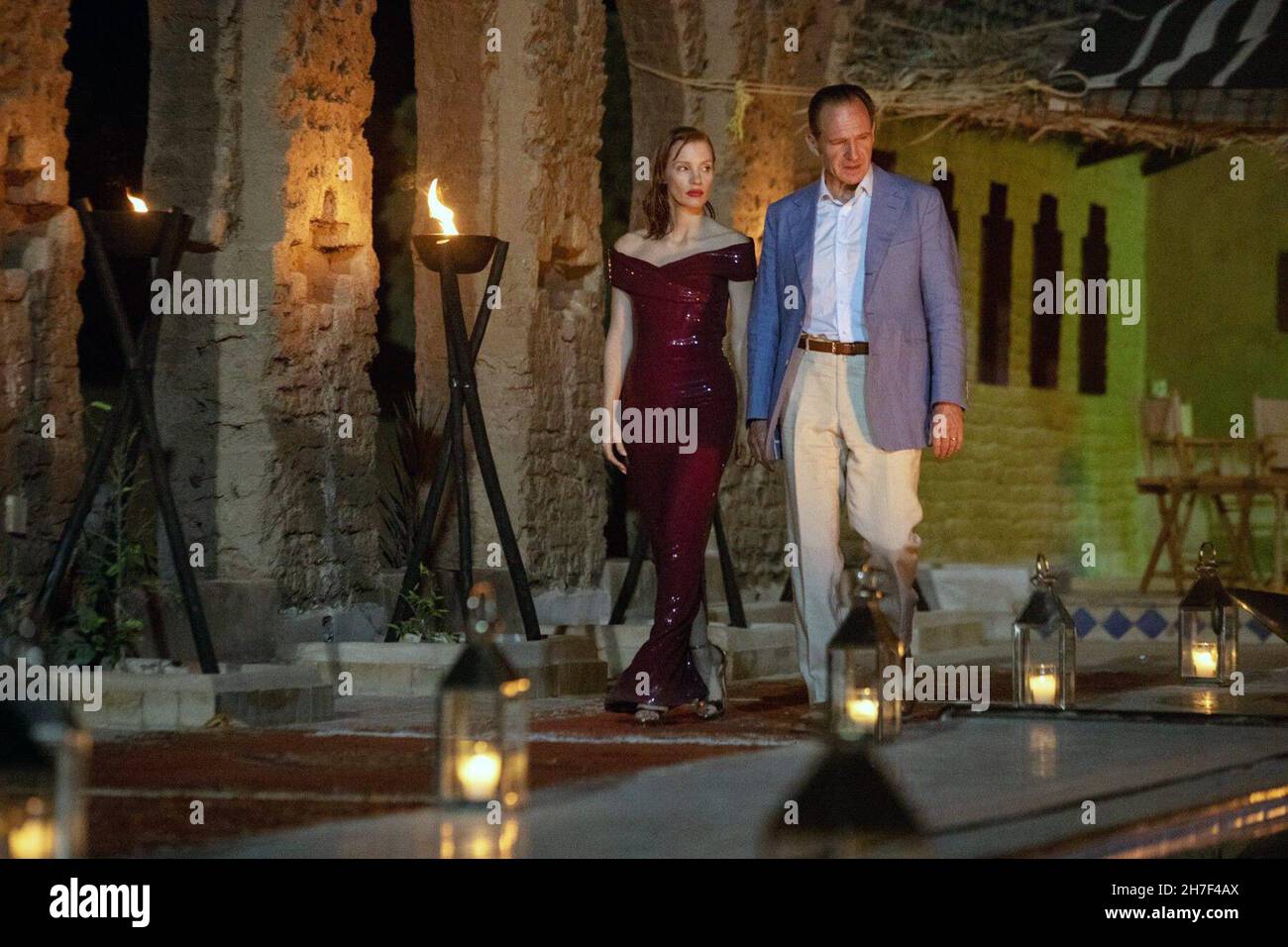 THE FORGIVEN, from left: Jessica Chastain, Ralph Fiennes, 2021. ph ...