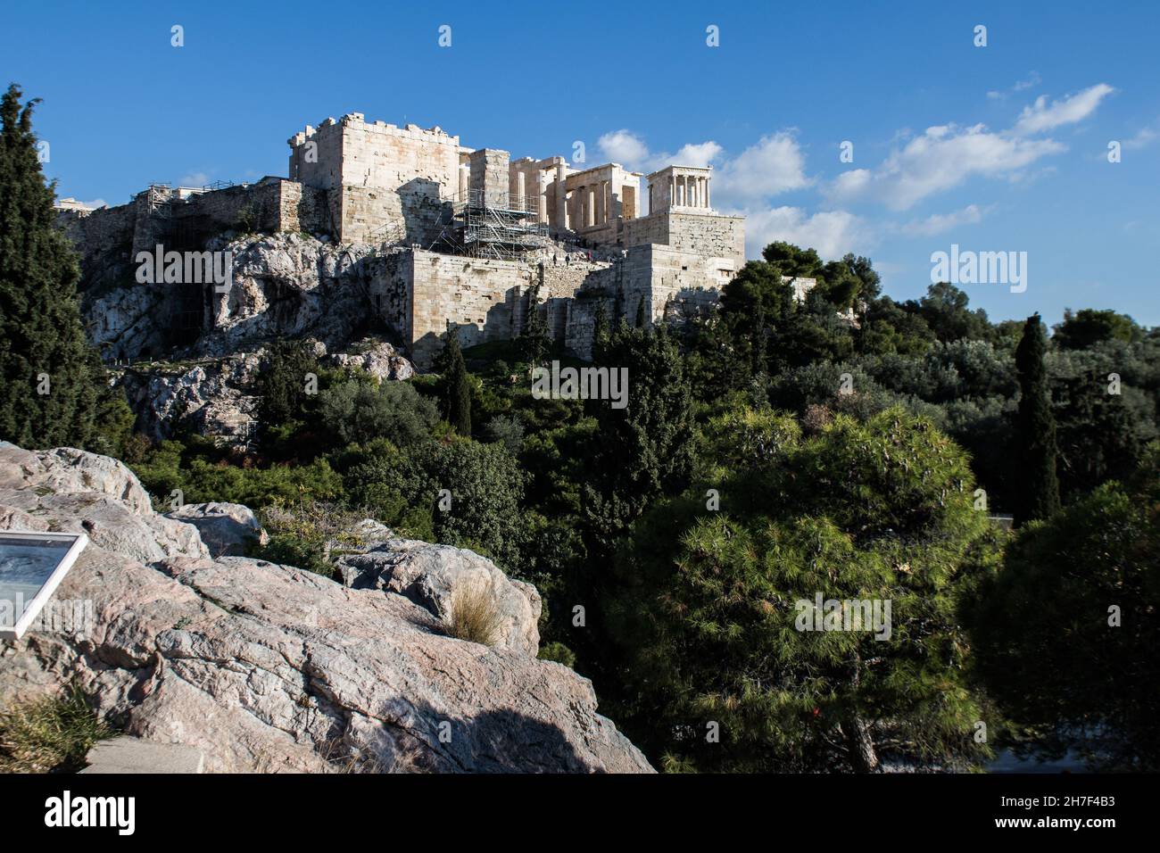 Athens, Greece - November 22, 2021 The Acropolis is an ancient citadel ...
