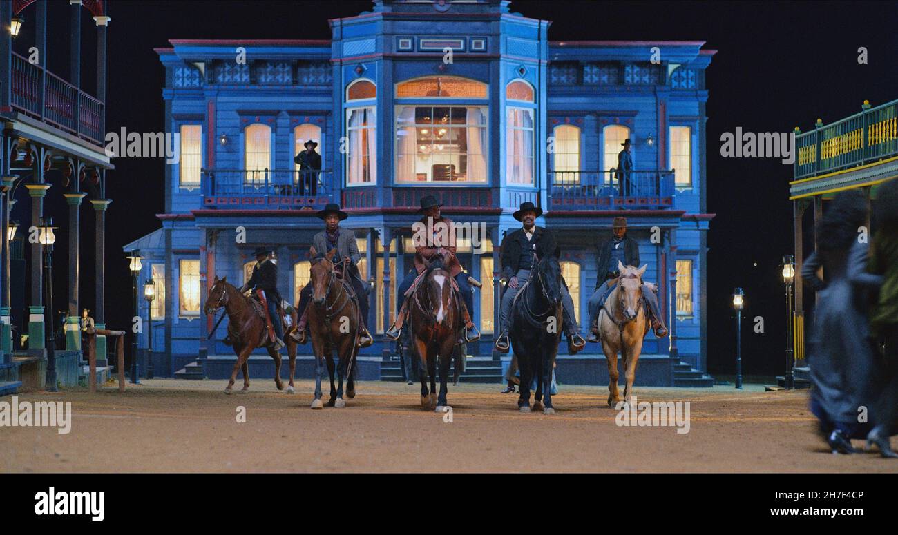 THE HARDER THEY FALL, from left: RJ Cyler, Jonathan Majors, Delroy ...