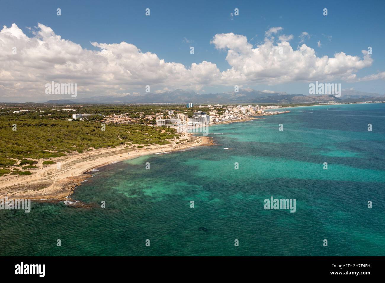 Aerial drone photo taken on the beautiful island of Majorca in Spain ...