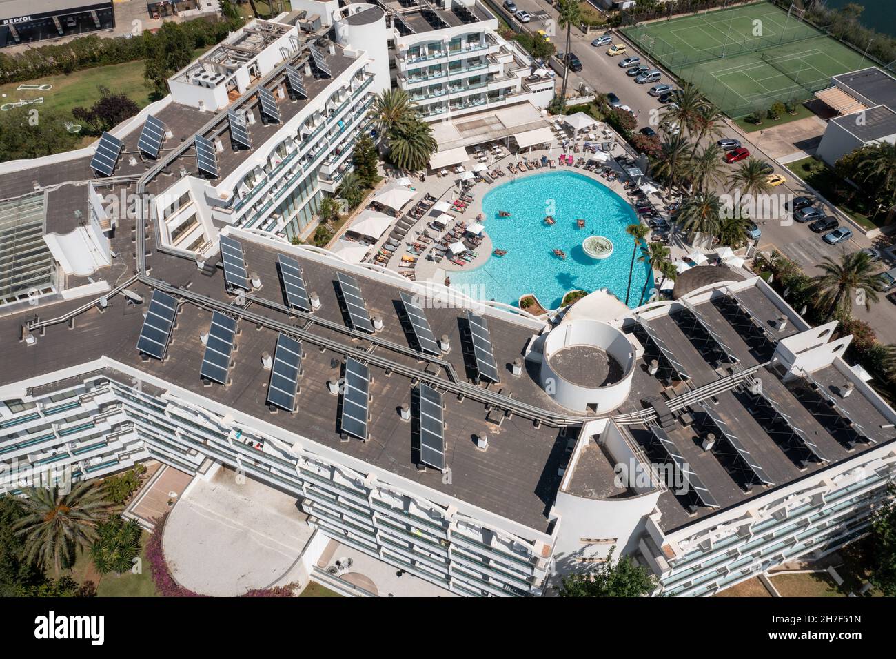 Aerial drone photo taken on the beautiful island of Majorca in Spain ...
