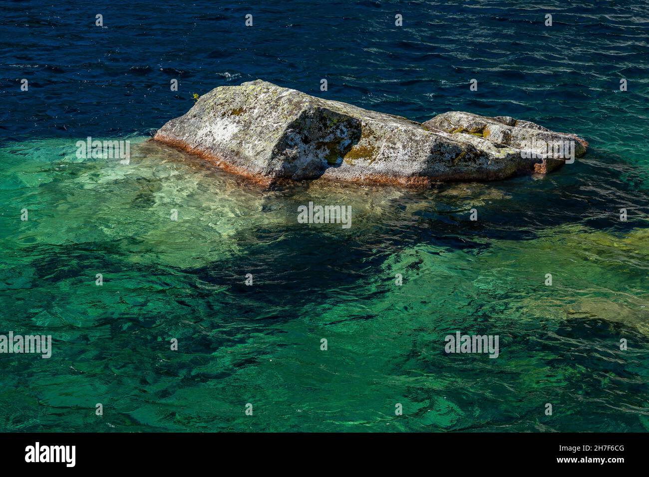 Emergent rock in Trap Lake along the Pacific Crest Trail, Mount Baker ...