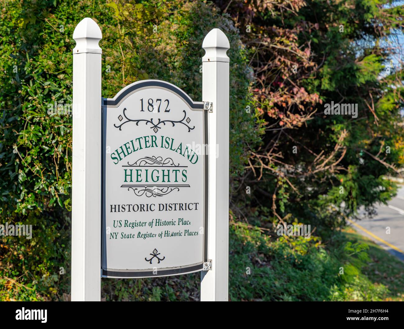 Sign for the Shelter Island Heights Stock Photo - Alamy