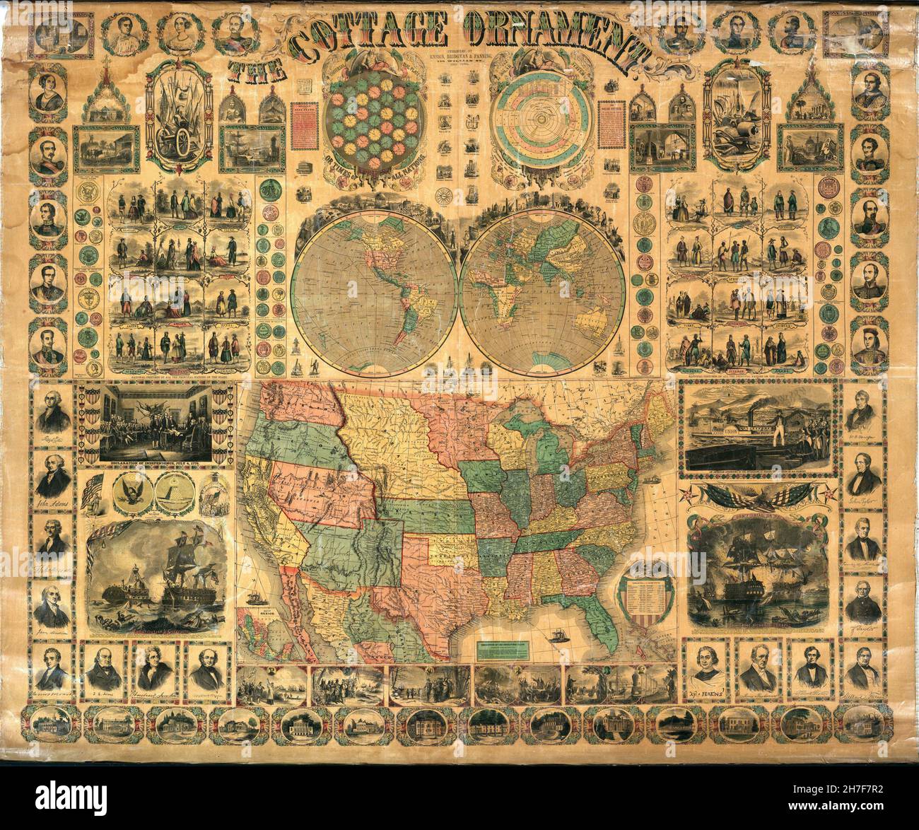 Portrait of a vintage map during the 18-19th century Stock Photo - Alamy