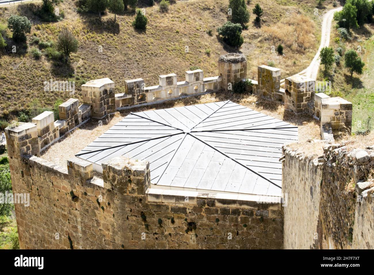 Aerial shot of the tower of a castle from above Stock Photo - Alamy