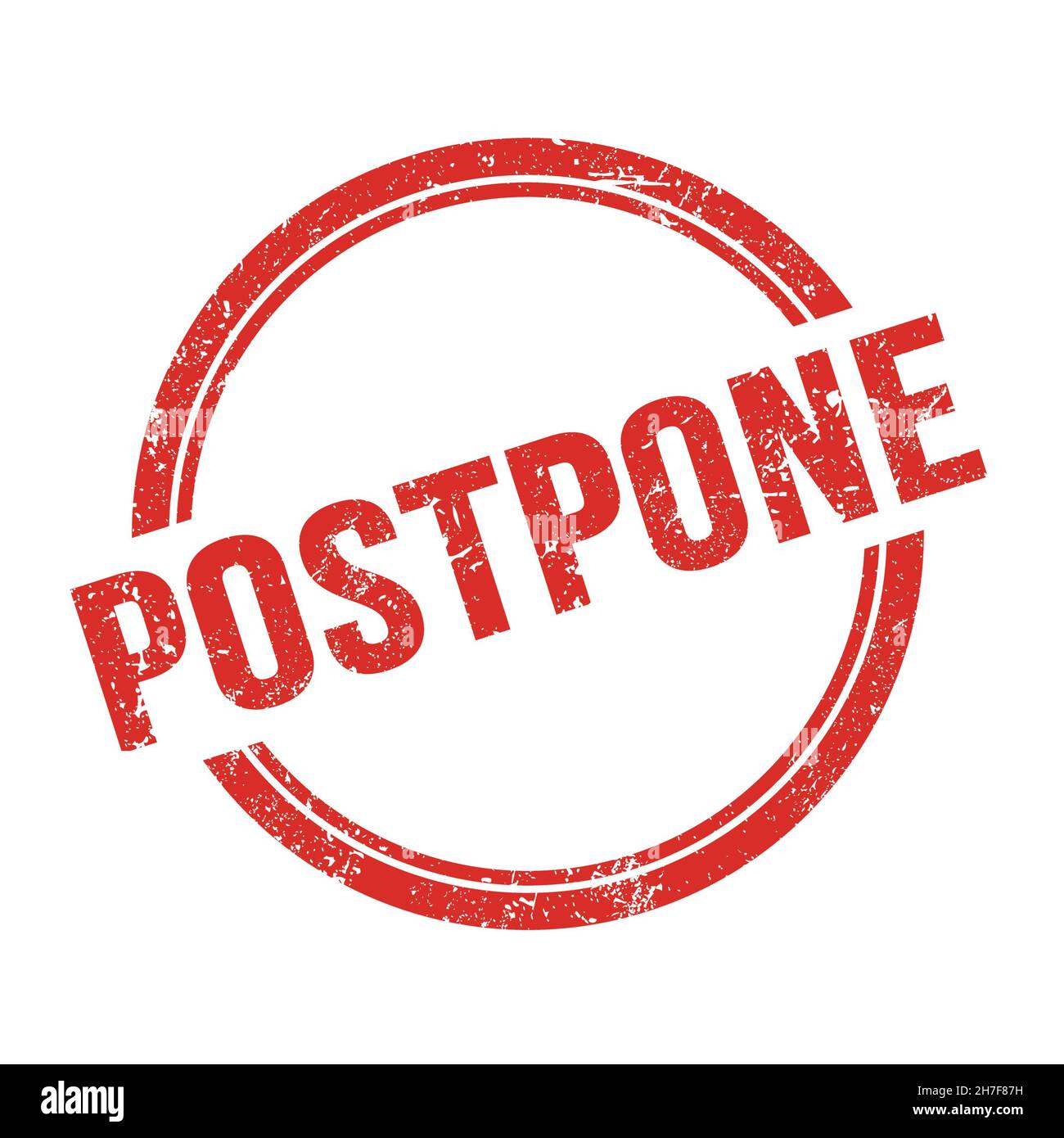 POSTPONE text written on red grungy vintage round stamp Stock Photo - Alamy