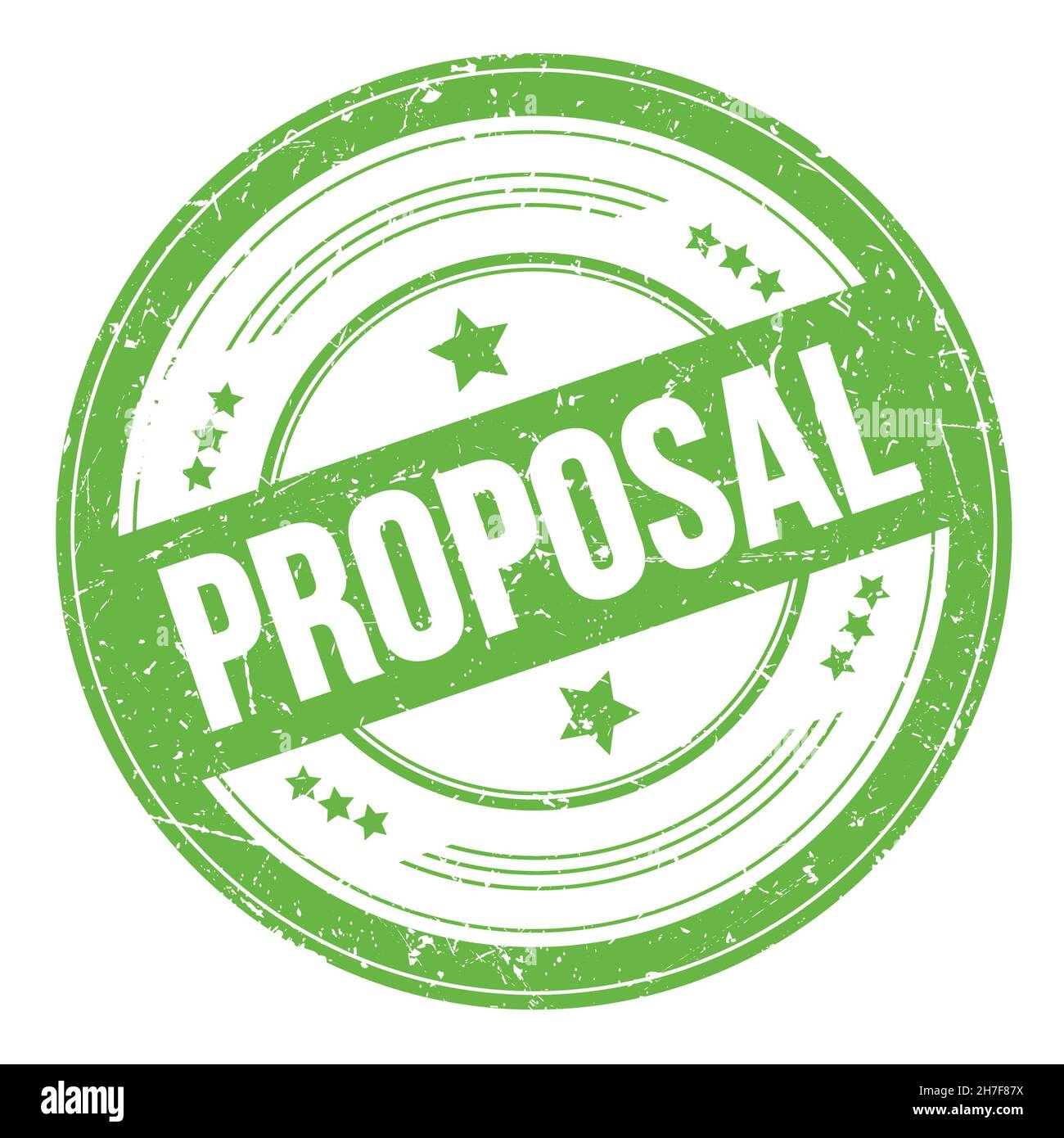 PROPOSAL text on green round grungy texture stamp Stock Photo - Alamy