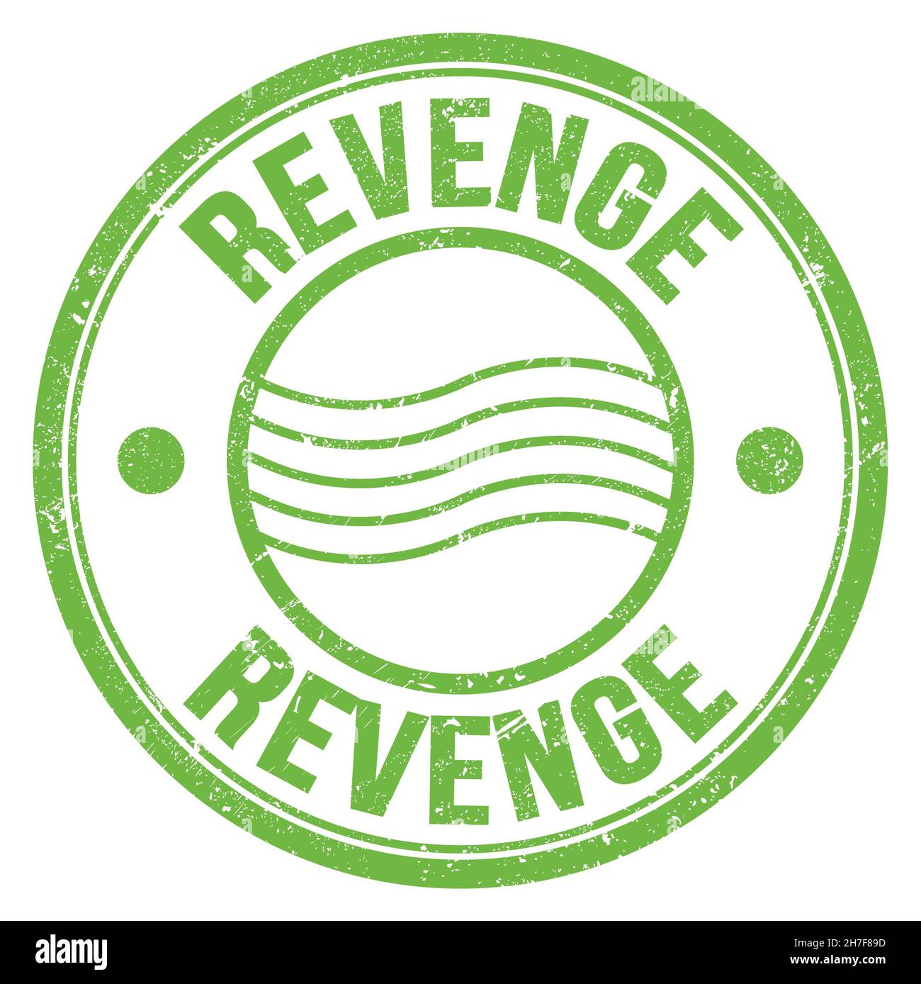 REVENGE word written on green round postal stamp sign Stock Photo - Alamy