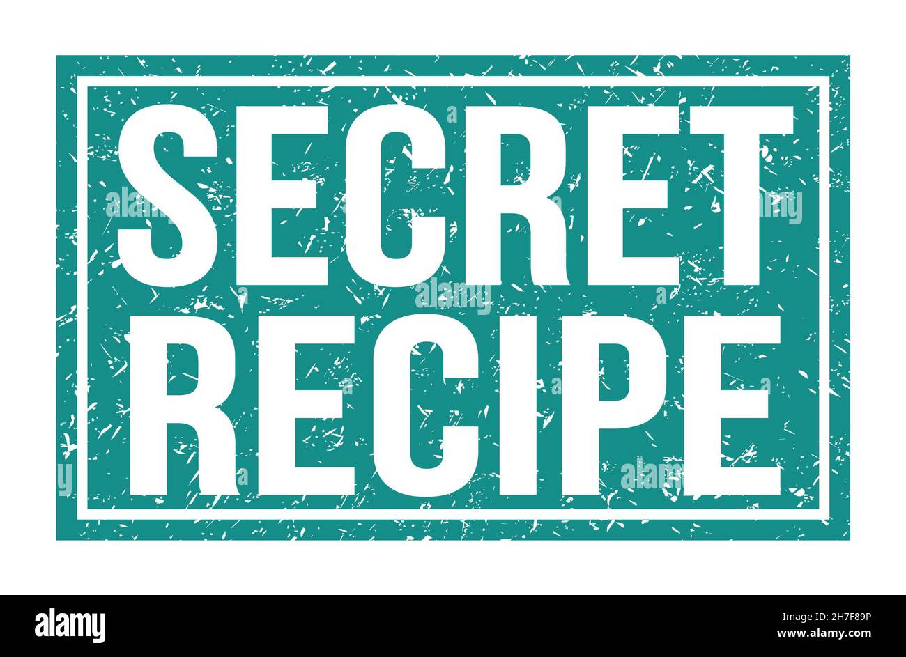 SECRET RECIPE, words written on blue rectangle stamp sign Stock Photo ...