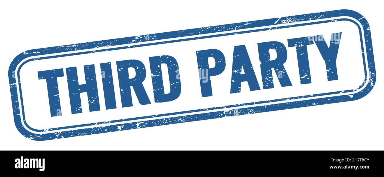 THIRD PARTY text on blue grungy vintage rectangle stamp Stock Photo - Alamy