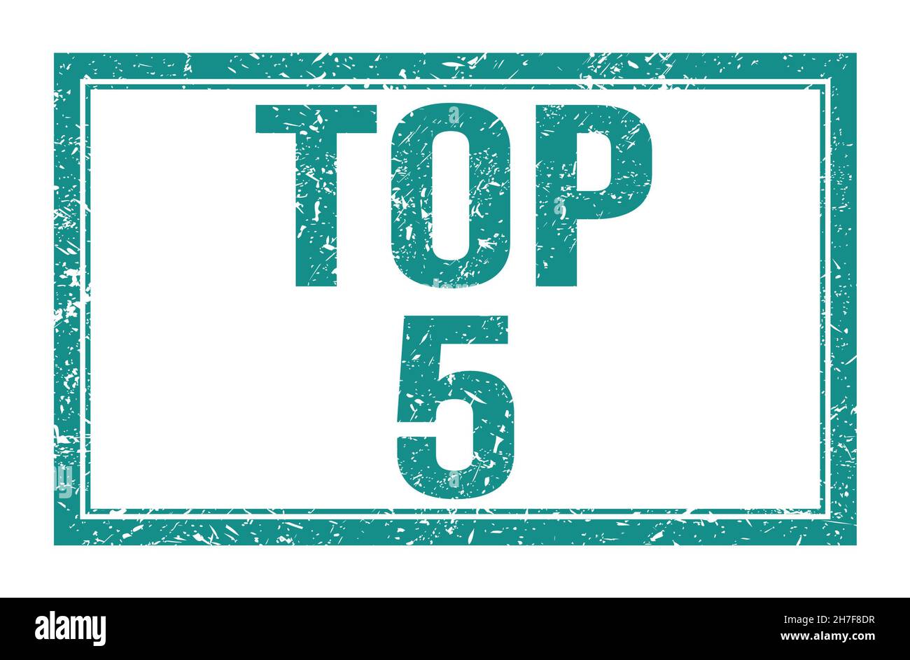 TOP 5, words written on blue rectangle stamp sign Stock Photo - Alamy