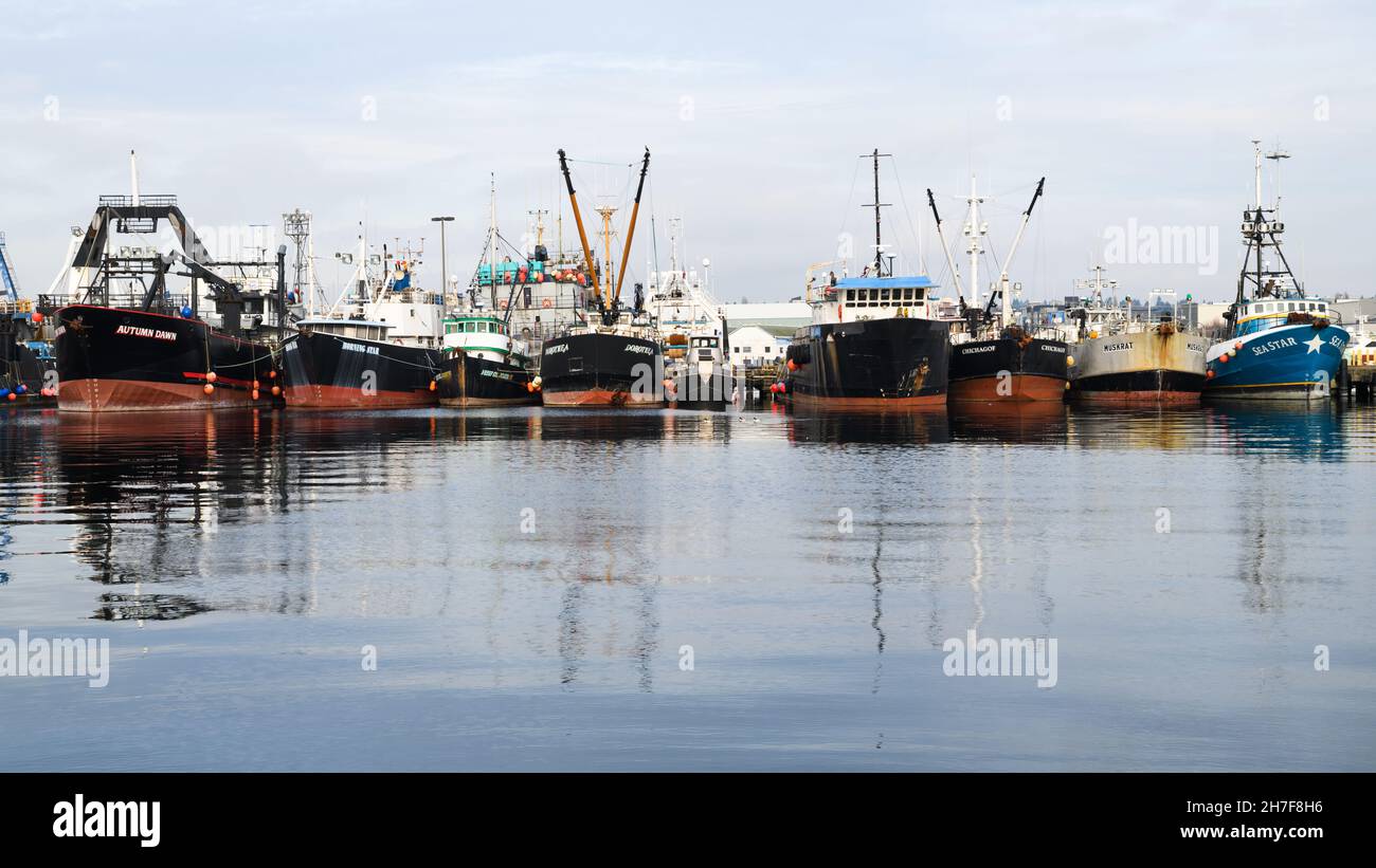 Seattle - November 21, 2021; Commercial fishing boats tied up in ...