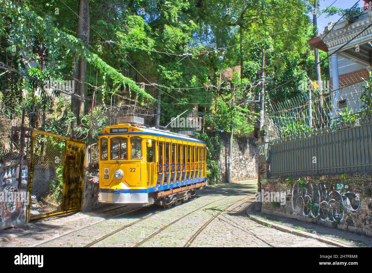 Rio de Janeiro, Tram railroad, Old city street view, Brazil, South ...