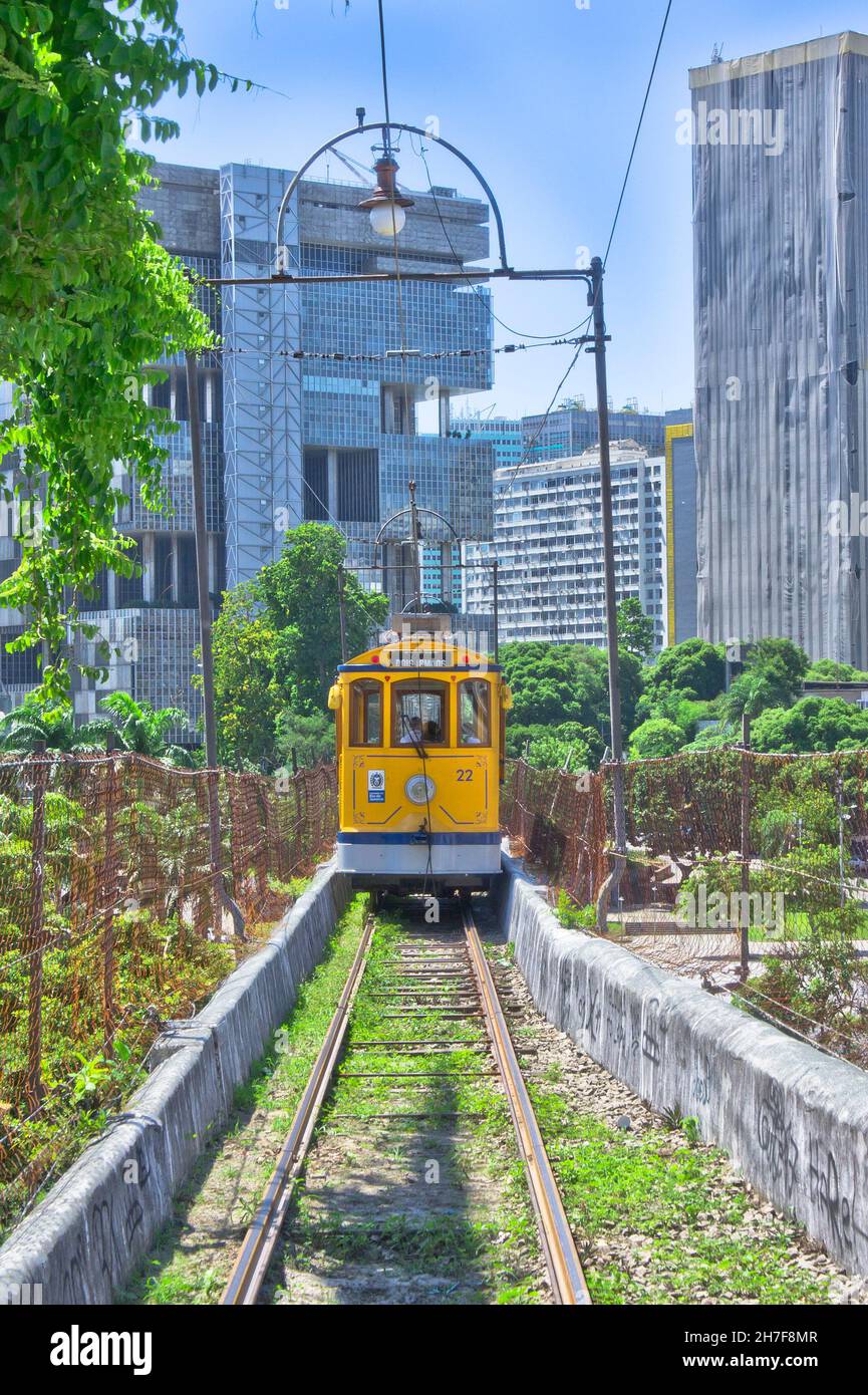 Rio de Janeiro, Tram railroad, Old city street view, Brazil, South ...