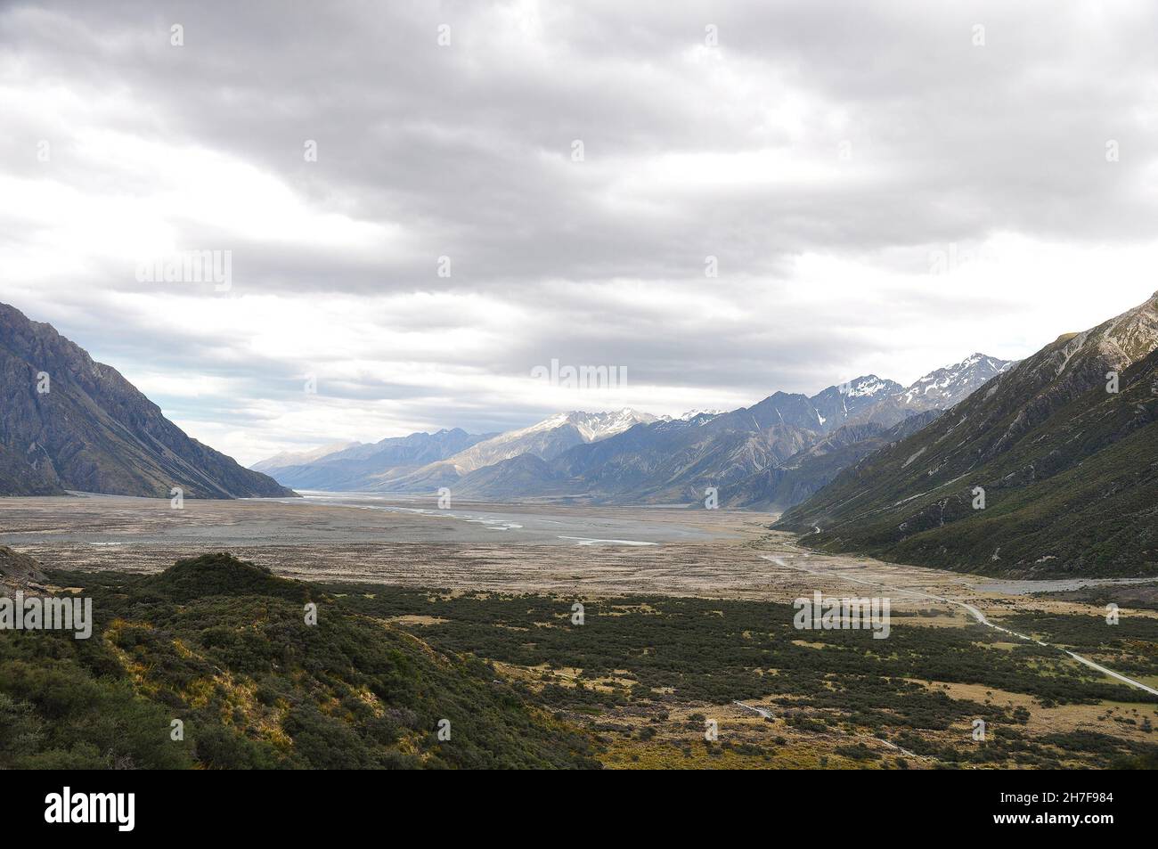 The valley of Tasman river taken from Tasman glacier viewpoint in South ...