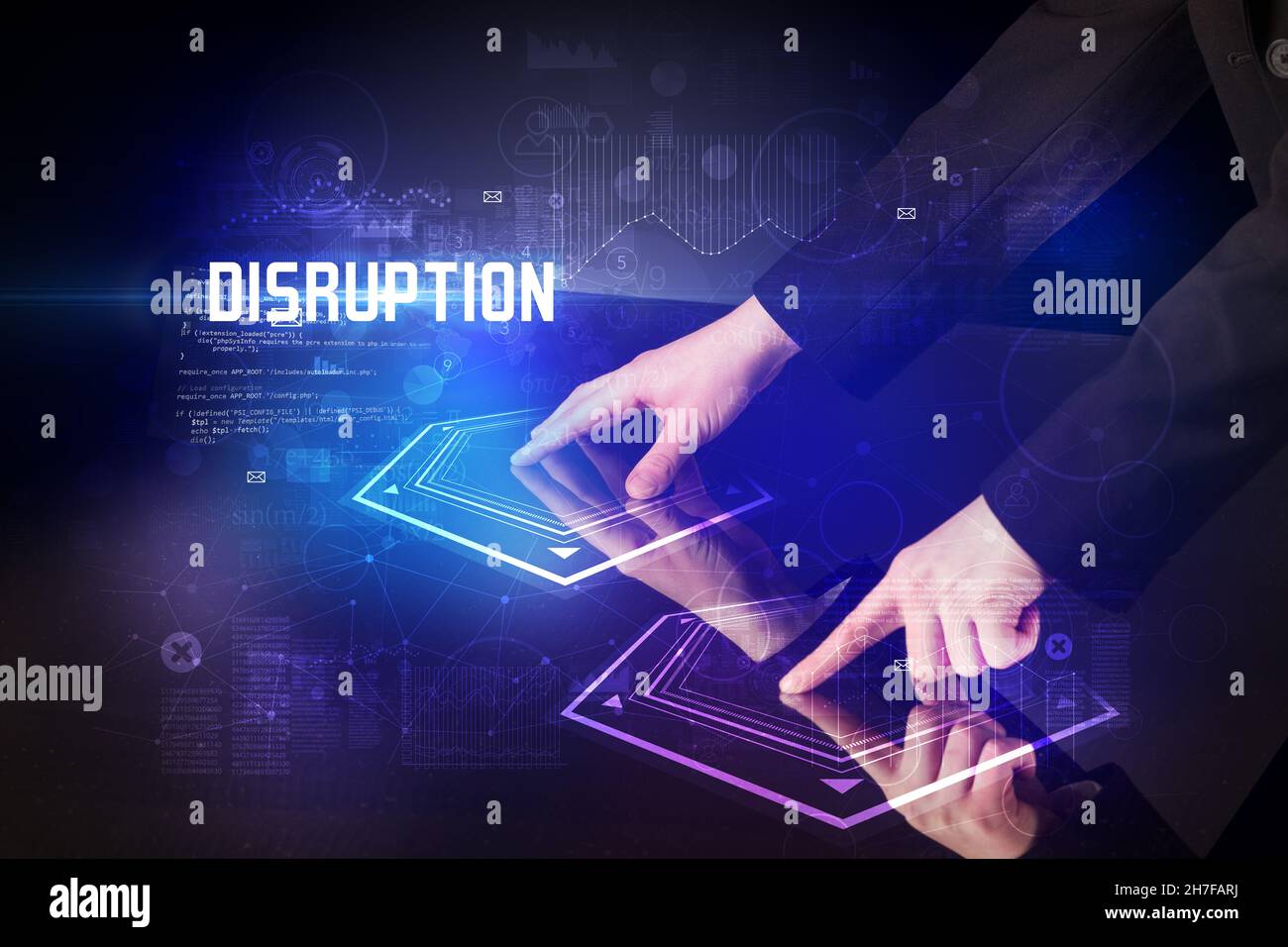 Hand touching digital table concept Stock Photo - Alamy