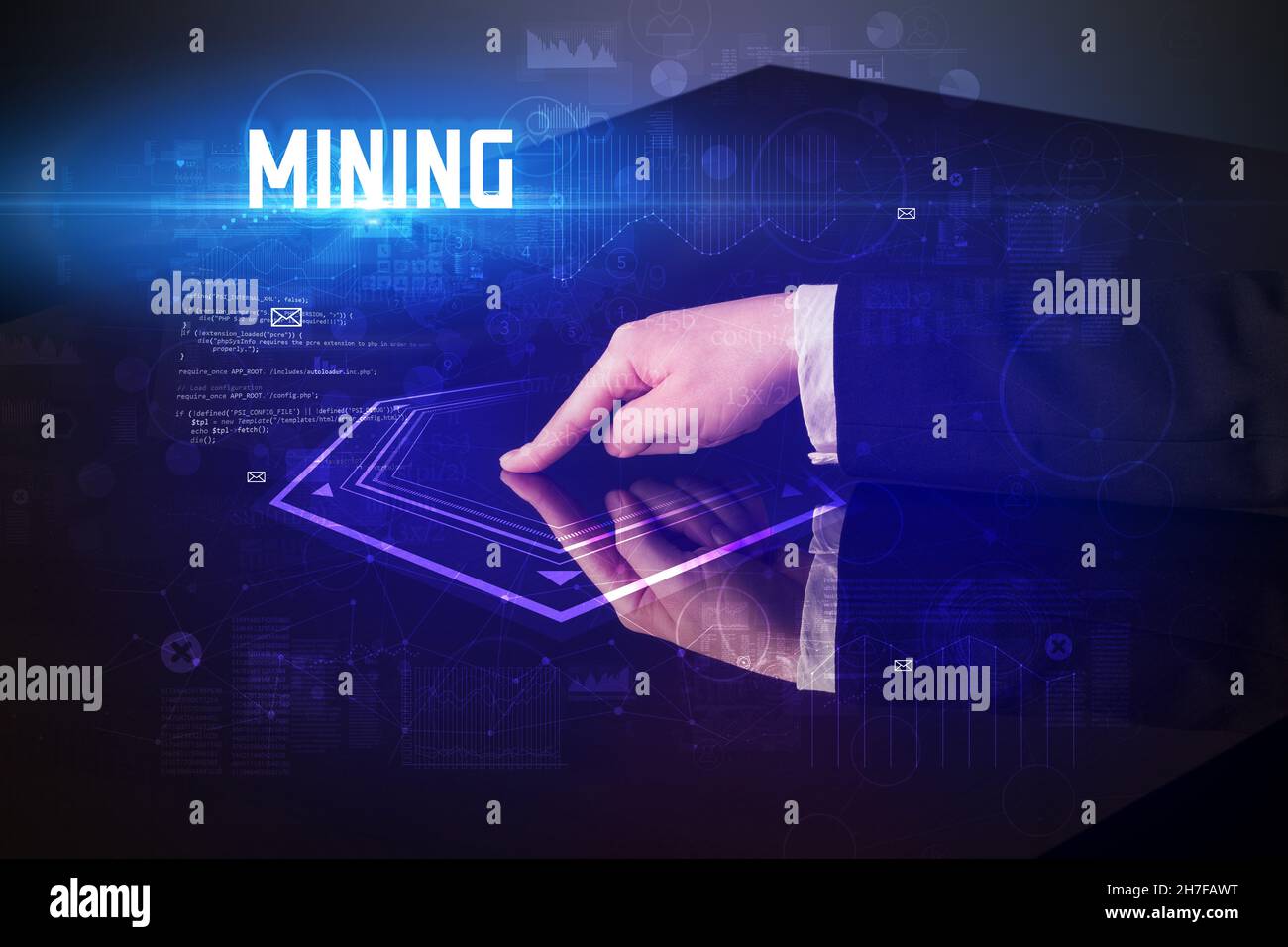 Hand touching digital table concept Stock Photo - Alamy