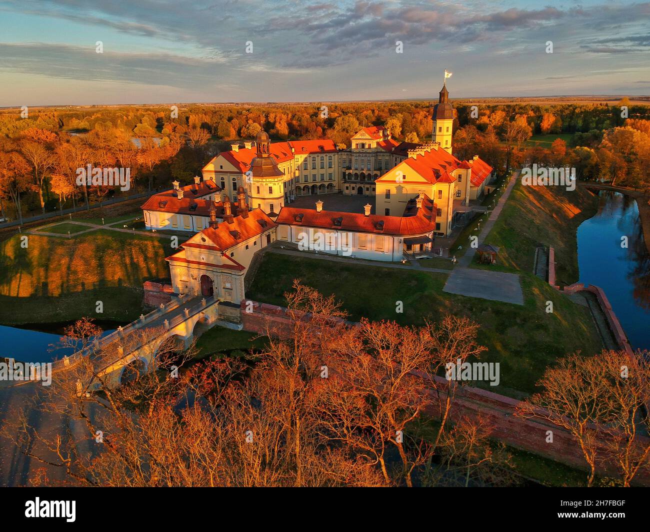 Aerial view of the Nesvizh Castle complex in Belarus Stock Photo - Alamy