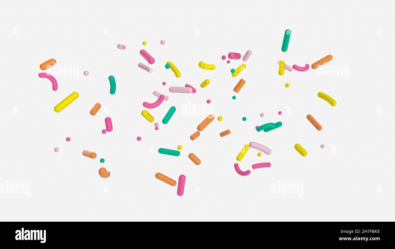 Colorful sprinkle falling 3d illustration Stock Photo - Alamy