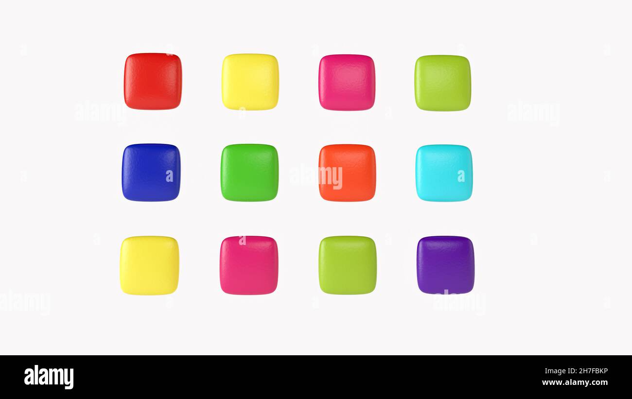 Square shape colorful candy pills isolated on white background Stock ...