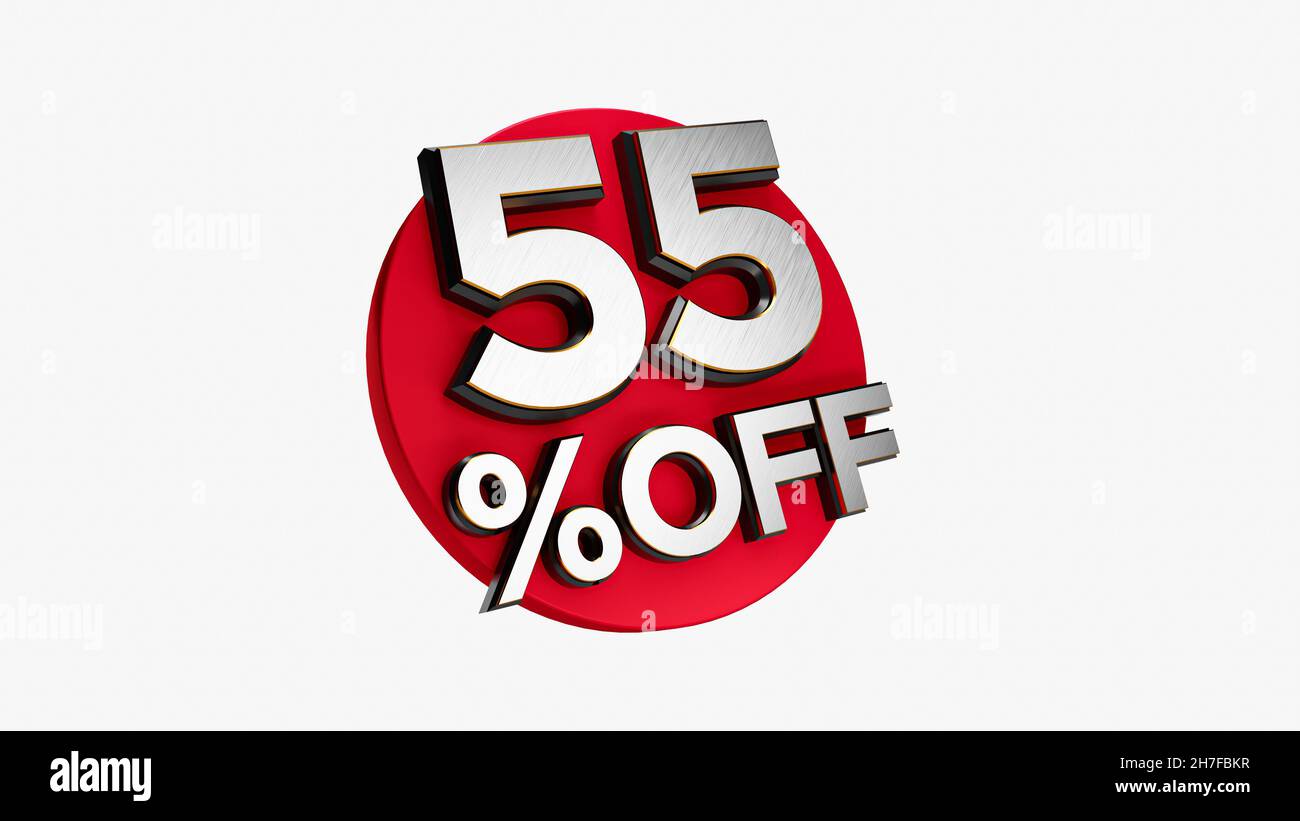 55% off 3d Discount Tag Sign on White background Stock Photo - Alamy