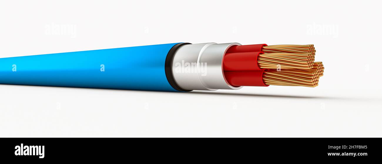 Electrical spark cable, copper wires with circuit sparks isolated on ...