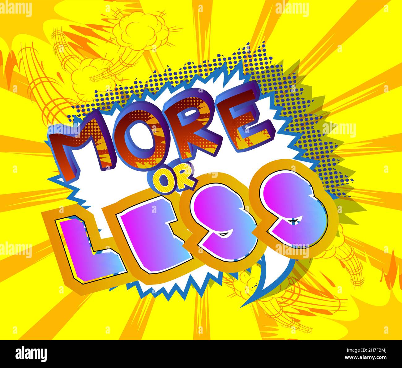 More or Less. Comic book word text on abstract comics background. Retro ...