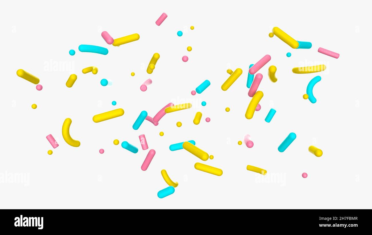 Sprinkle scatter on white background 3d illustration Stock Photo - Alamy