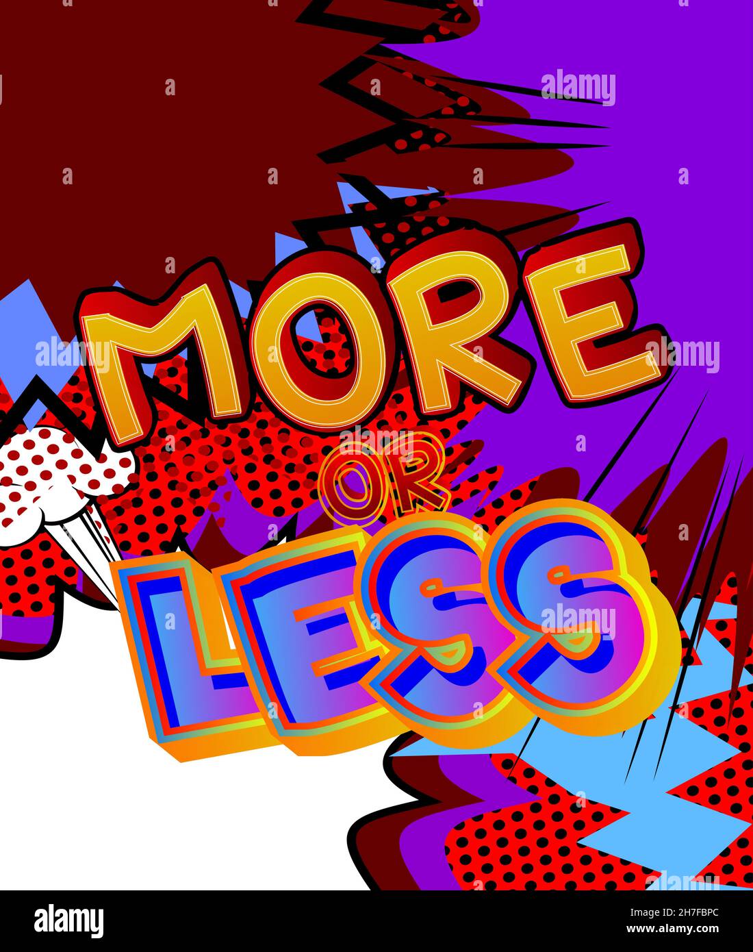 More or Less. Comic book word text on abstract comics background. Retro ...