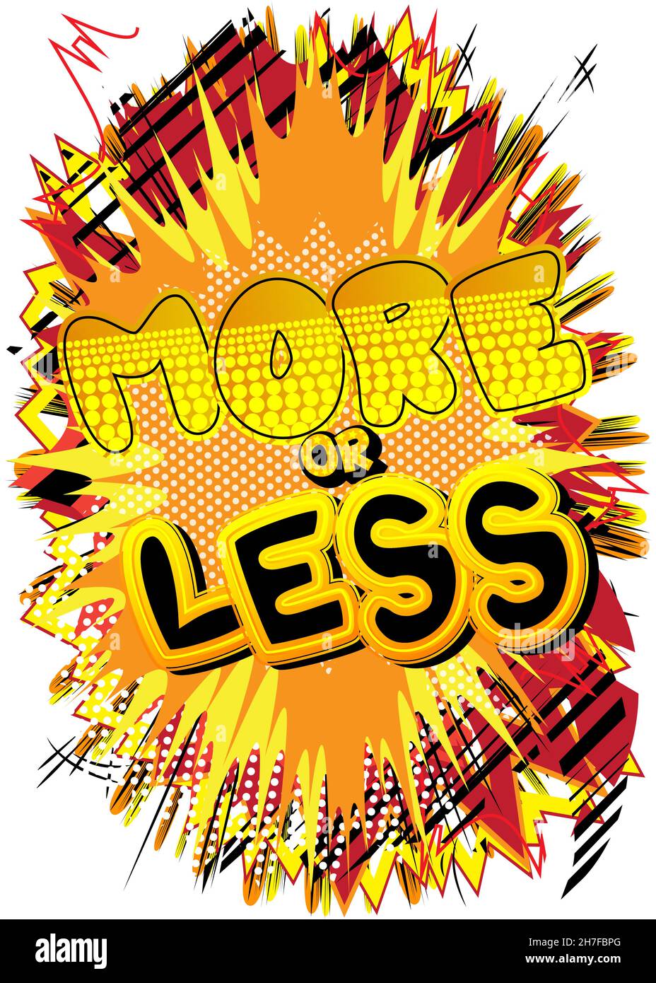 More or Less. Comic book word text on abstract comics background. Retro ...