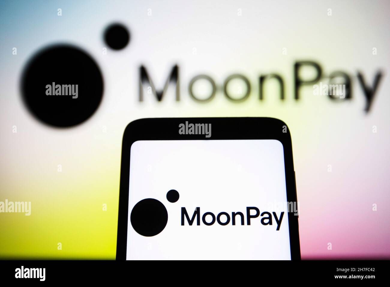 Ukraine. 22nd Nov, 2021. In this photo illustration, the MoonPay logo ...