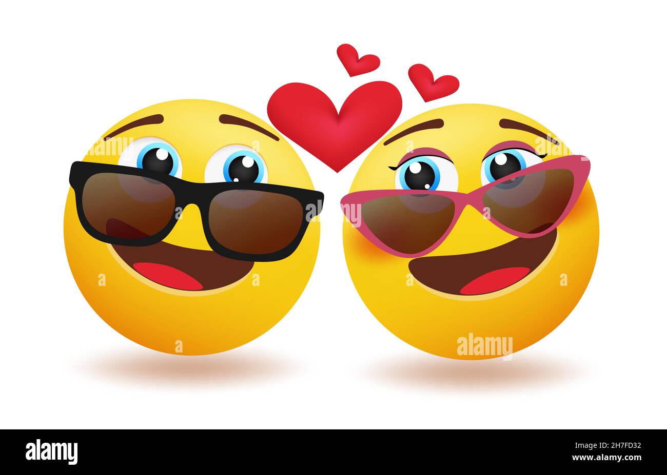 Emoji couple vector concept design. Smiley 3d inlove lovers character ...