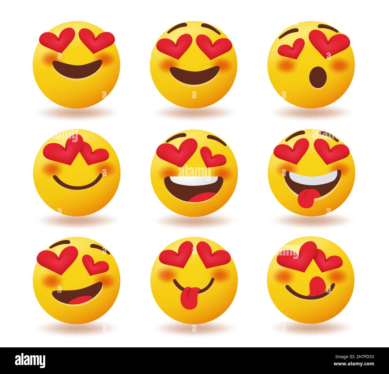Smiley love emojis vector set. Valentine emoticons character in love ...