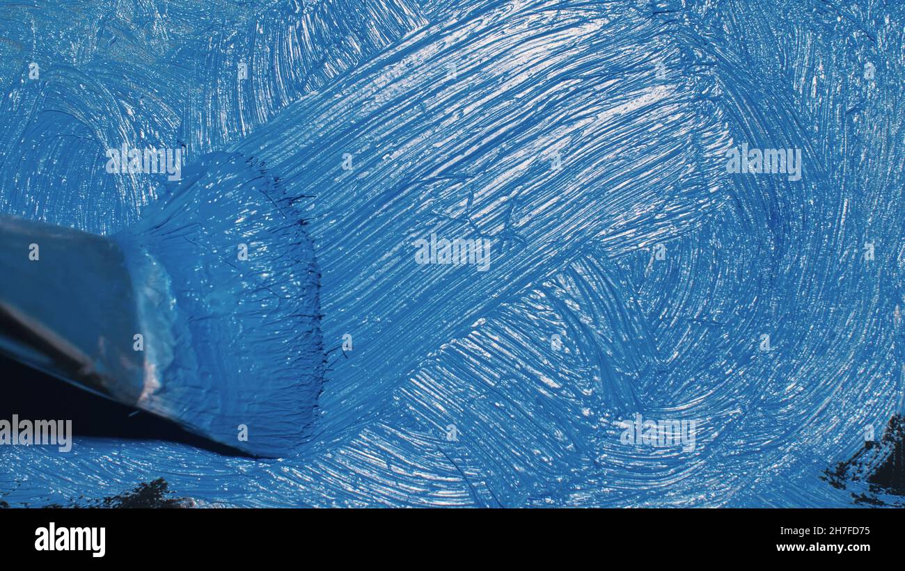 Artist copyist paint seascape with ship in ocean. Craftsman decorator ...