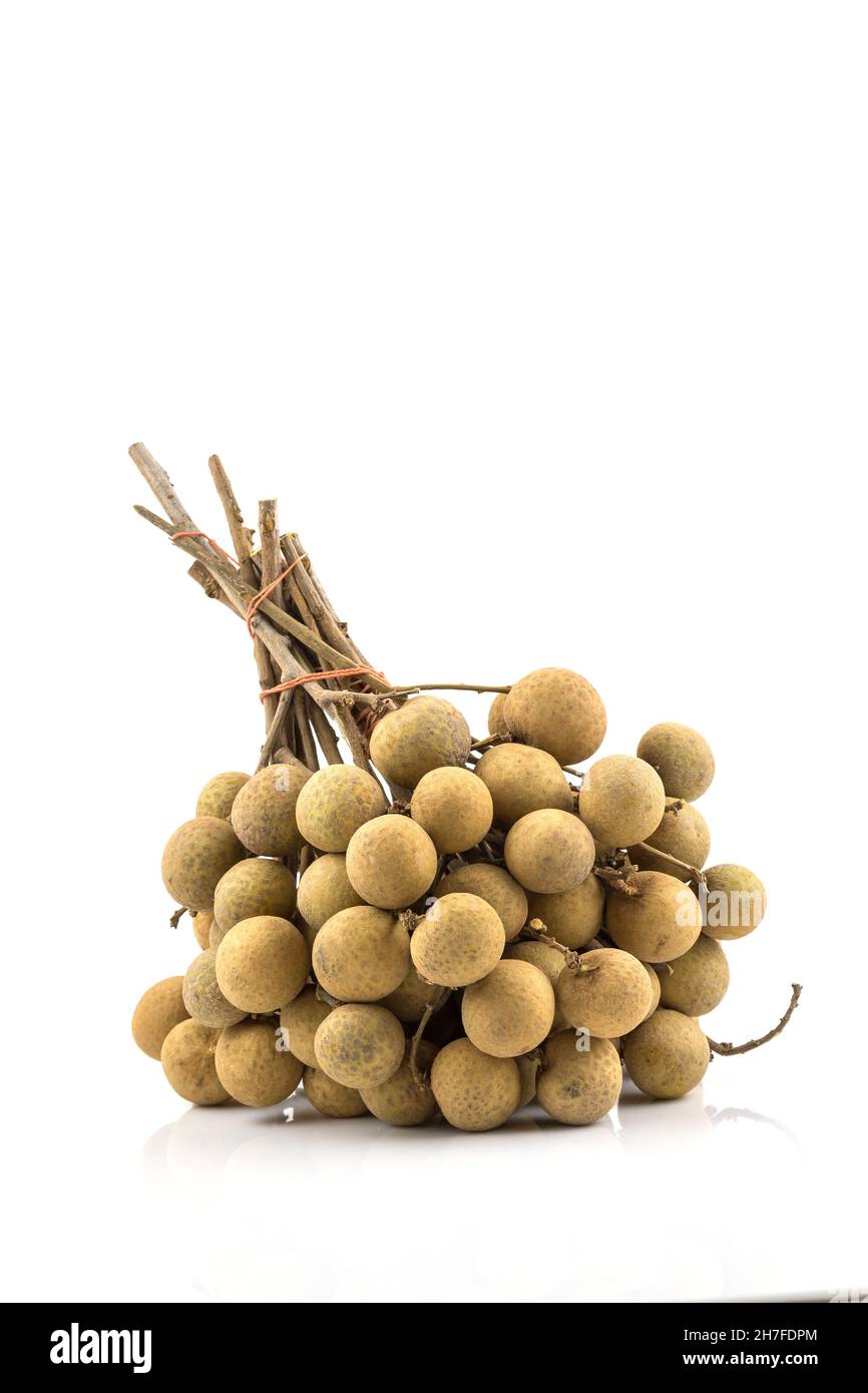 fruit bunch of fresh longan isolated on white background Stock Photo ...