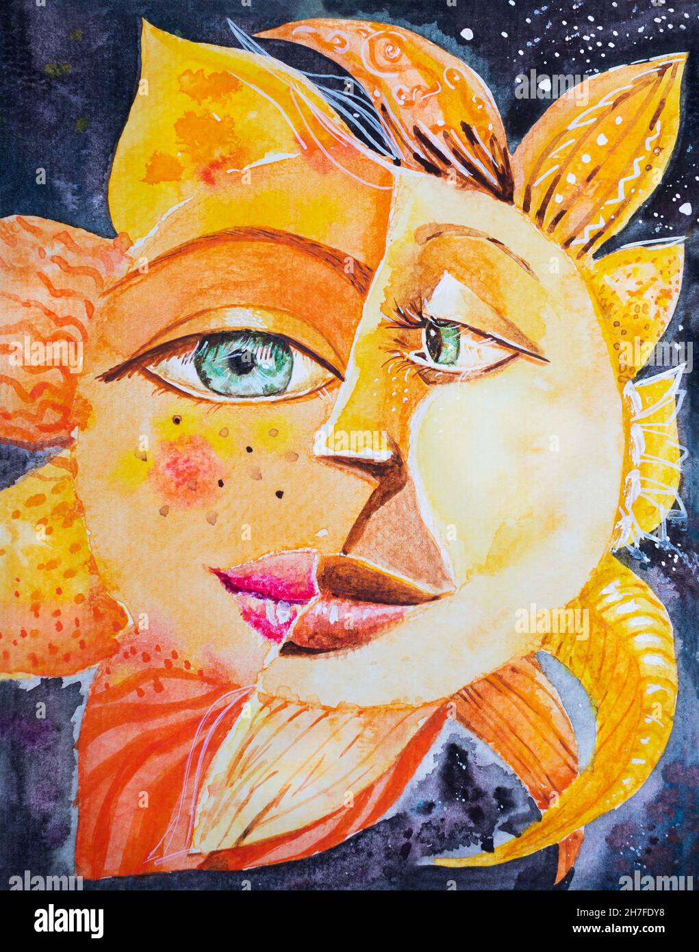 Day night drawing sun hi-res stock photography and images - Alamy