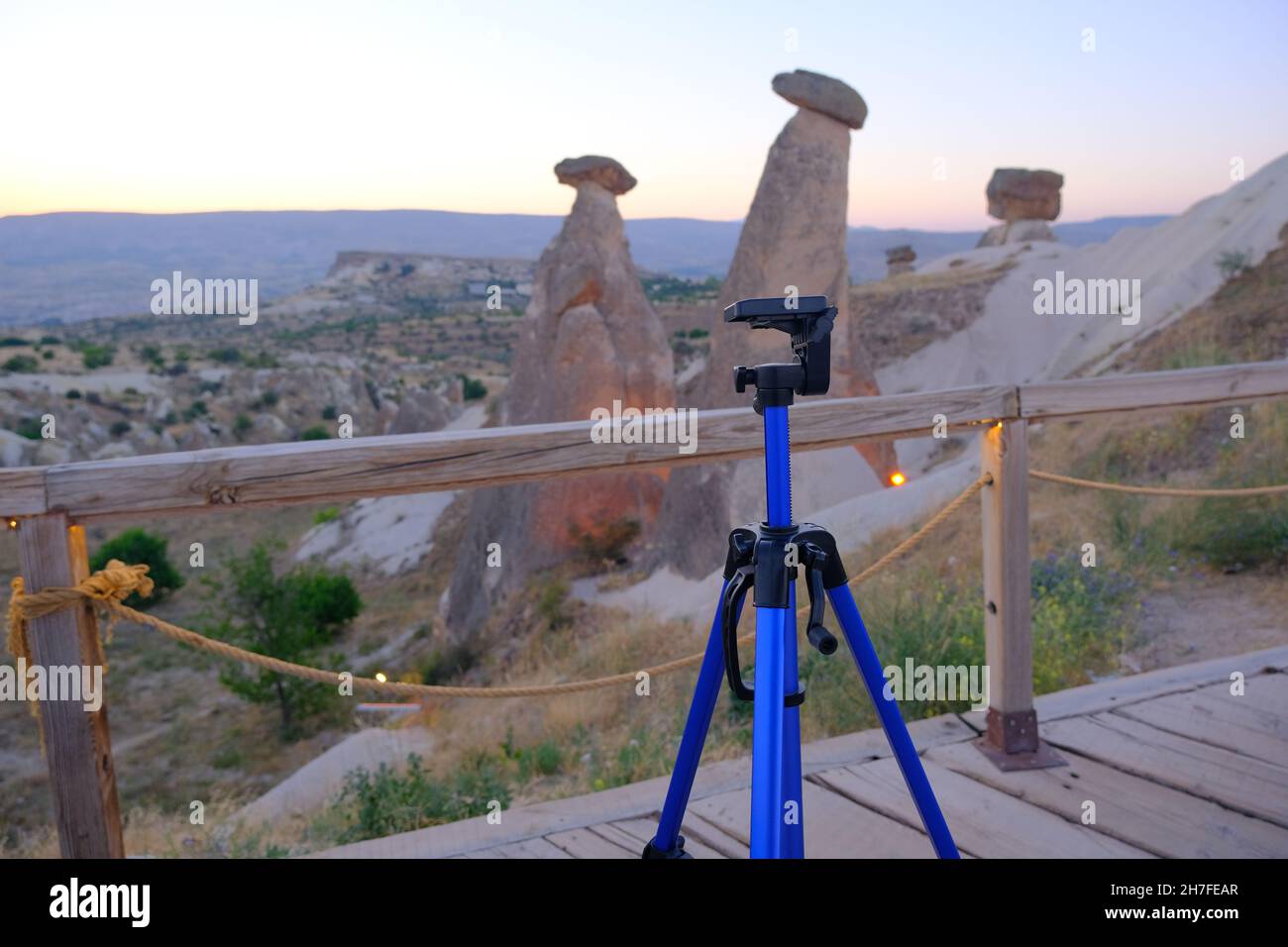 blue tripod standing on watching balcony in three beauties (uc guzeller ...