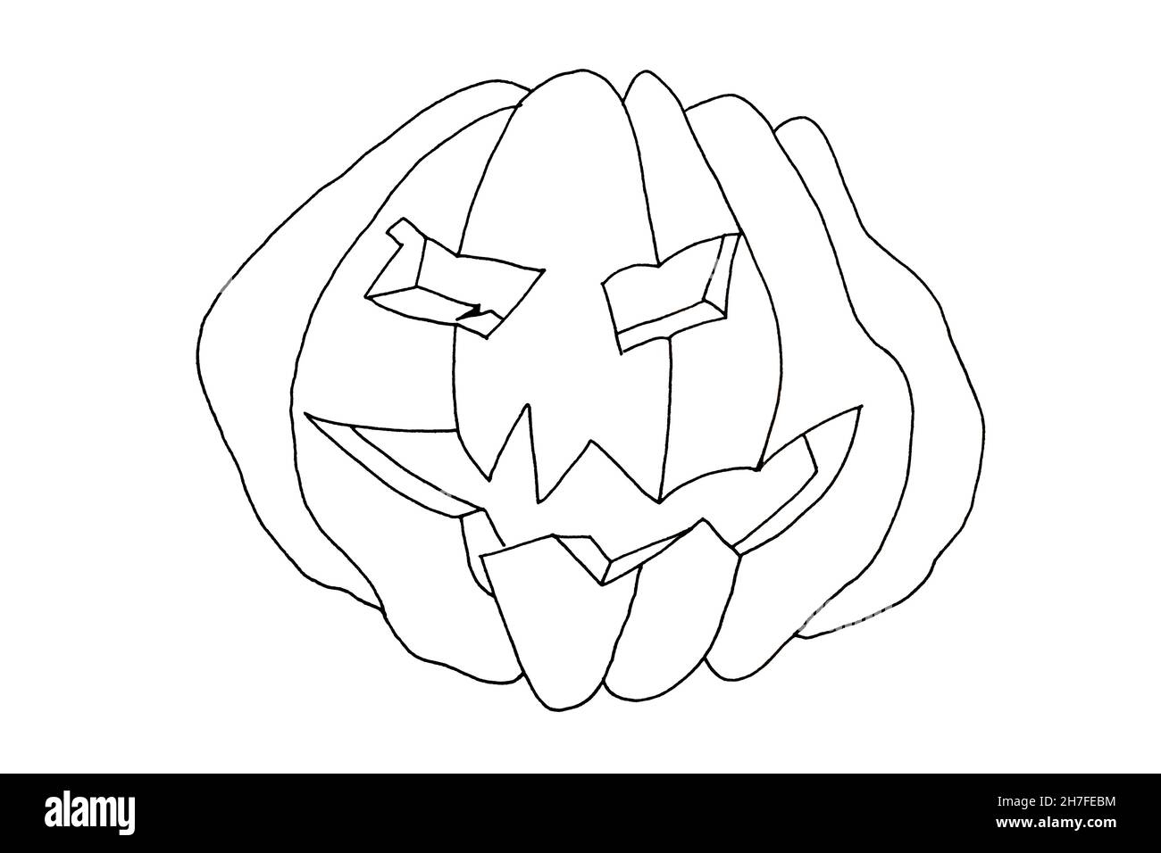 Halloween jack o 'lantern pumpkin outline isolated on white background ...